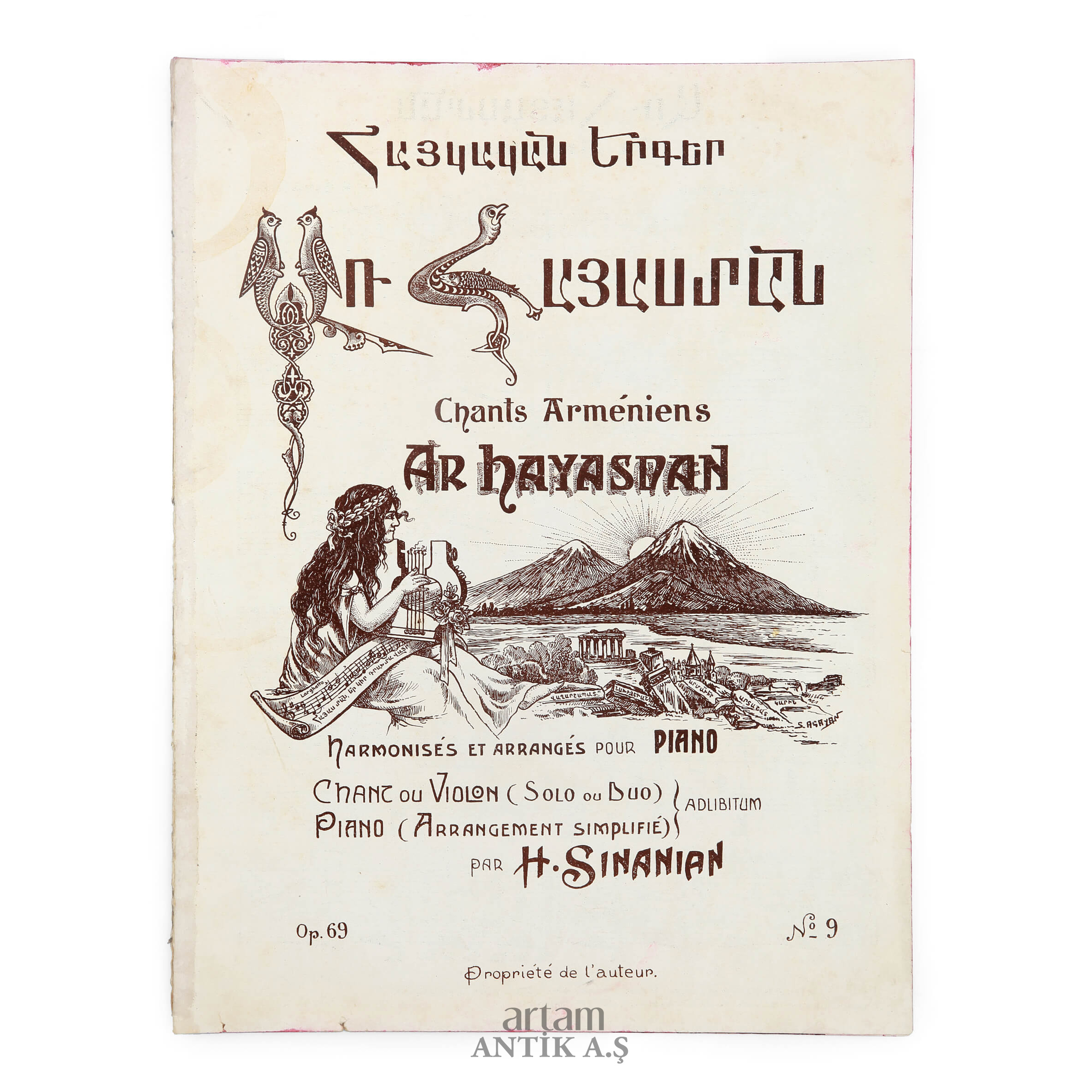 SINANIAN, H[ARUTYUN] Chants Arméniens = Ar Hayasnan. Harmonisés et ...