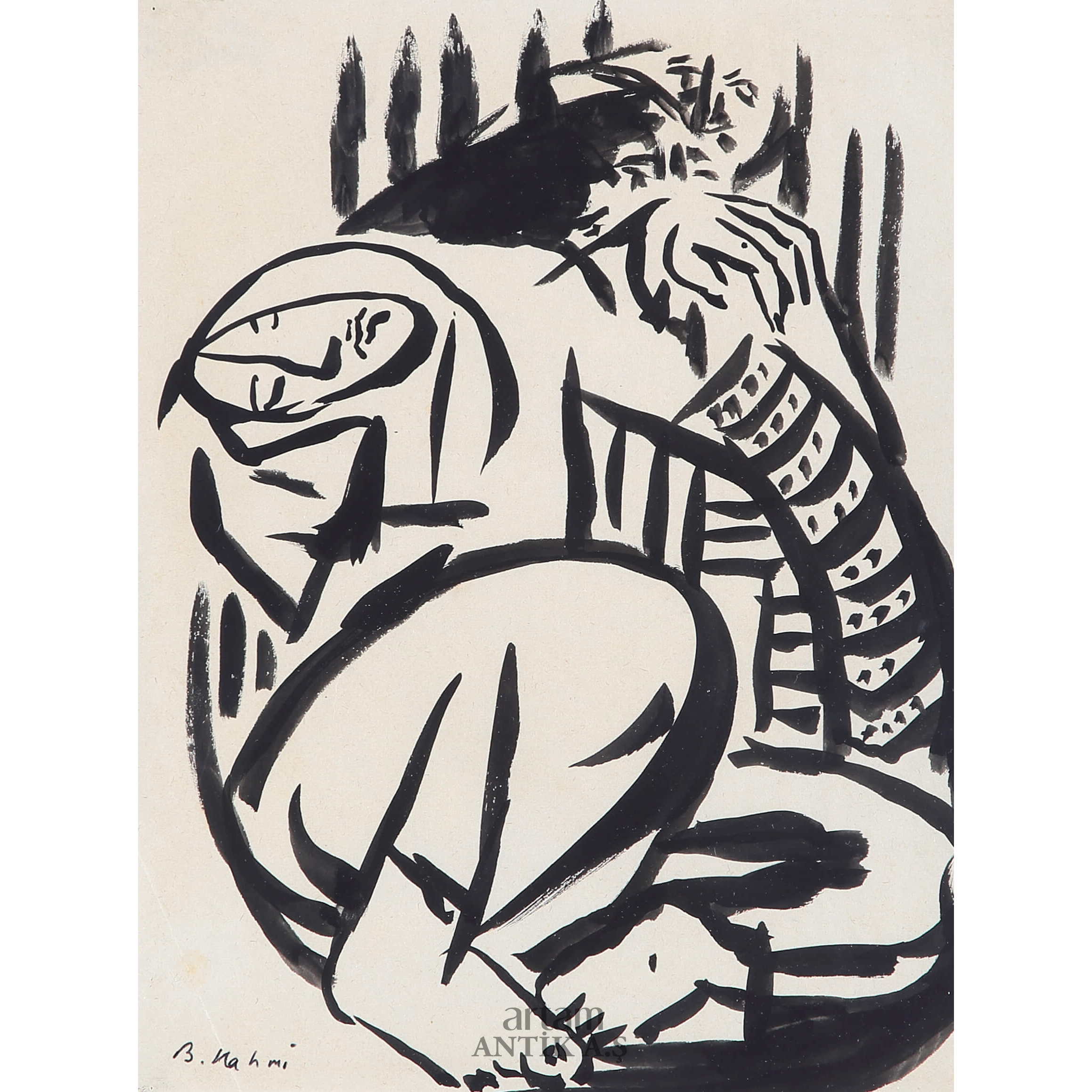 Bedri Rahmi Eyüboğlu (1911-1975) "Uyuyan Ana" - Artam Antik A.Ş. Müzayede