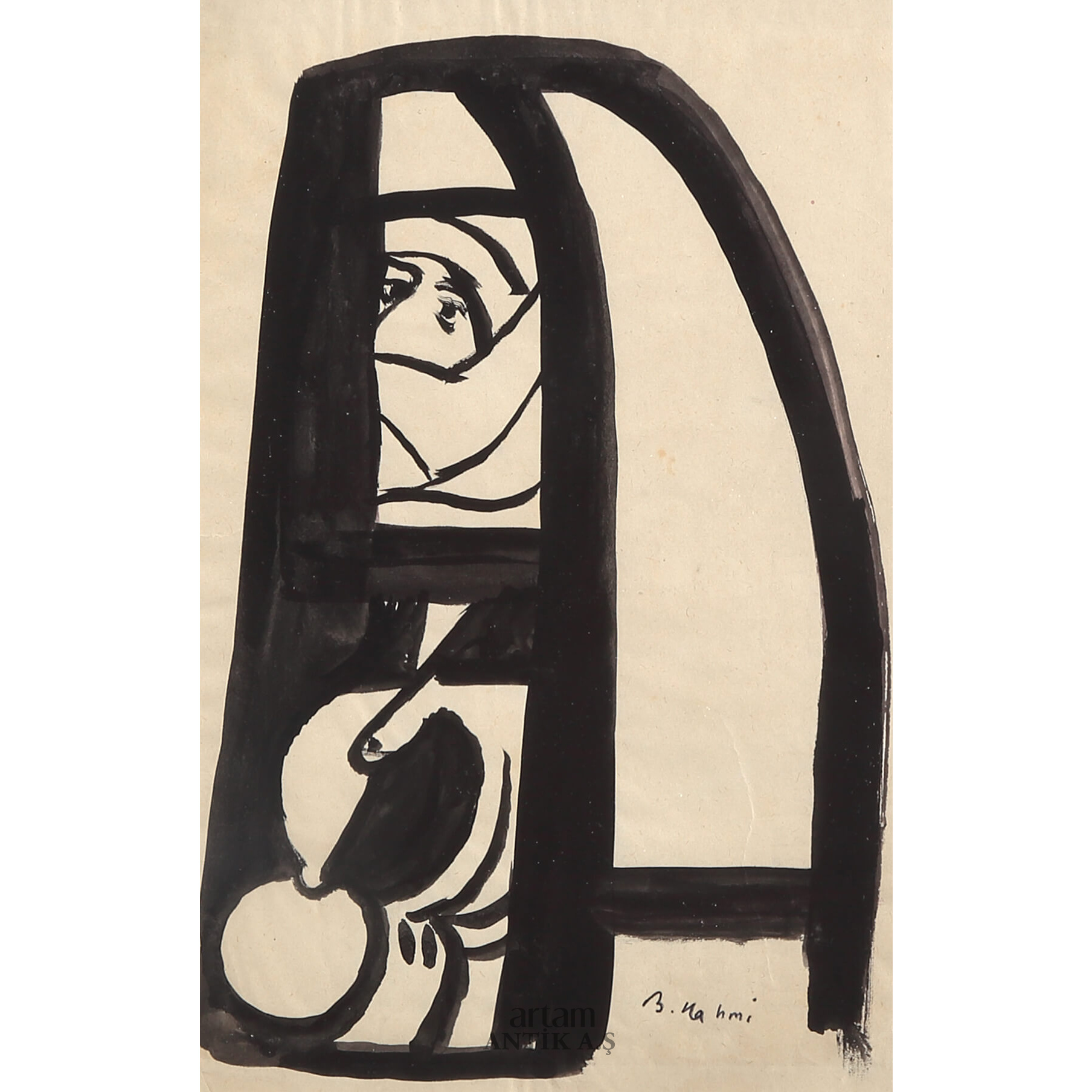 Bedri Rahmi Eyüboğlu (1911-1975) "Ana" - Artam Antik A.Ş. Müzayede