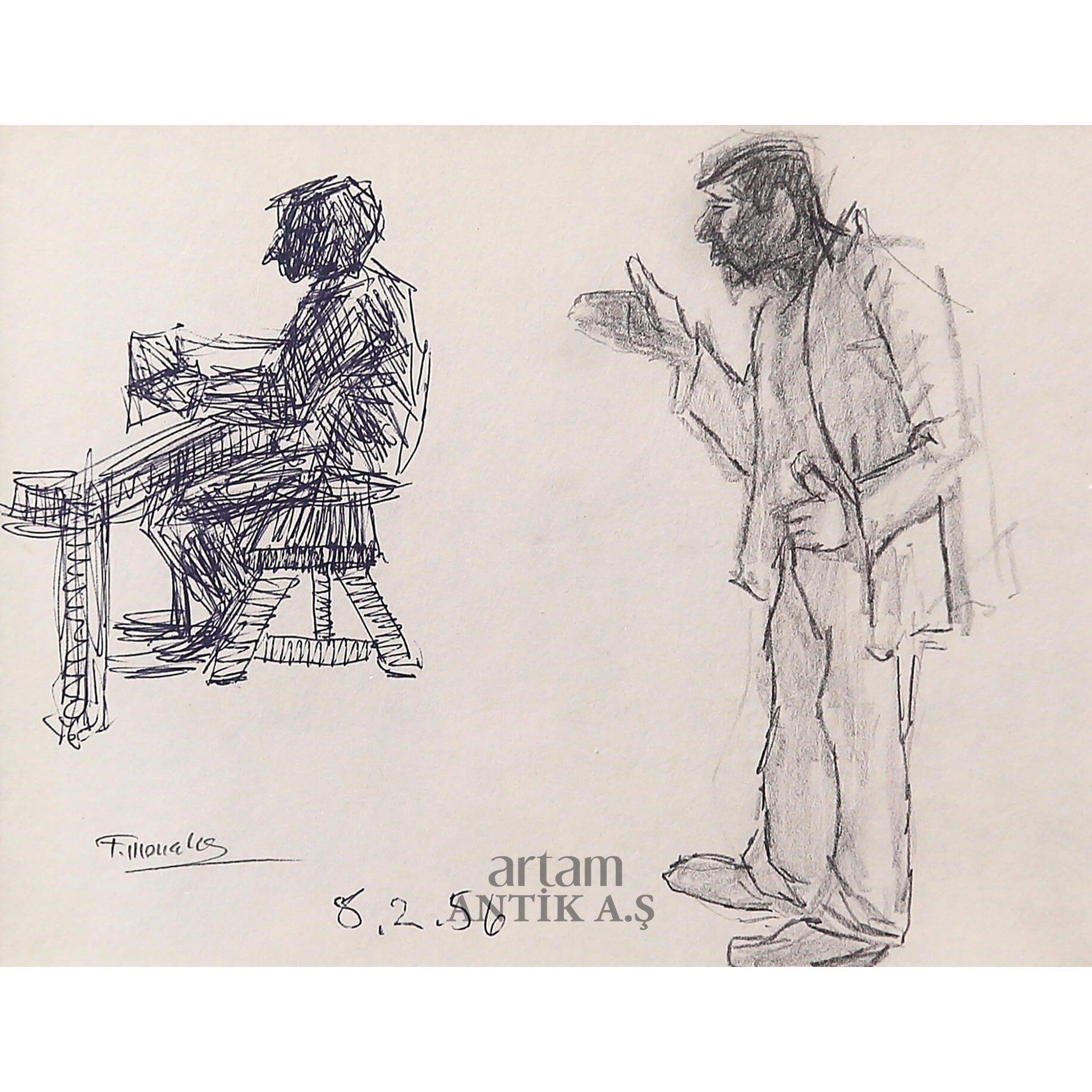 Fikret Mualla (1903-1967) "Sainte-Anne Desenleri" - Artam Antik A.Ş ...