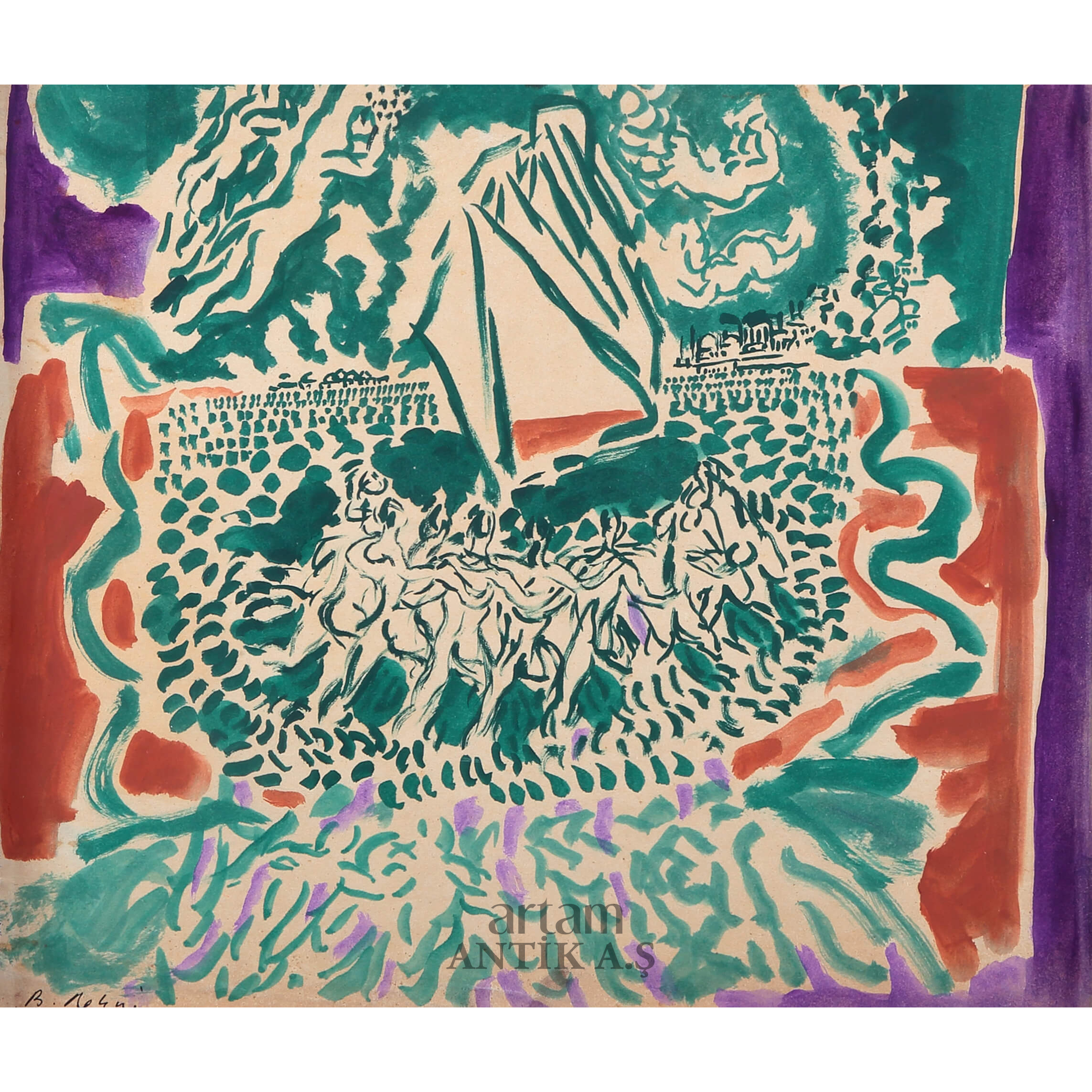 Bedri Rahmi Eyüboğlu (1911-1975) "Misuri" - Artam Antik A.Ş. Müzayede