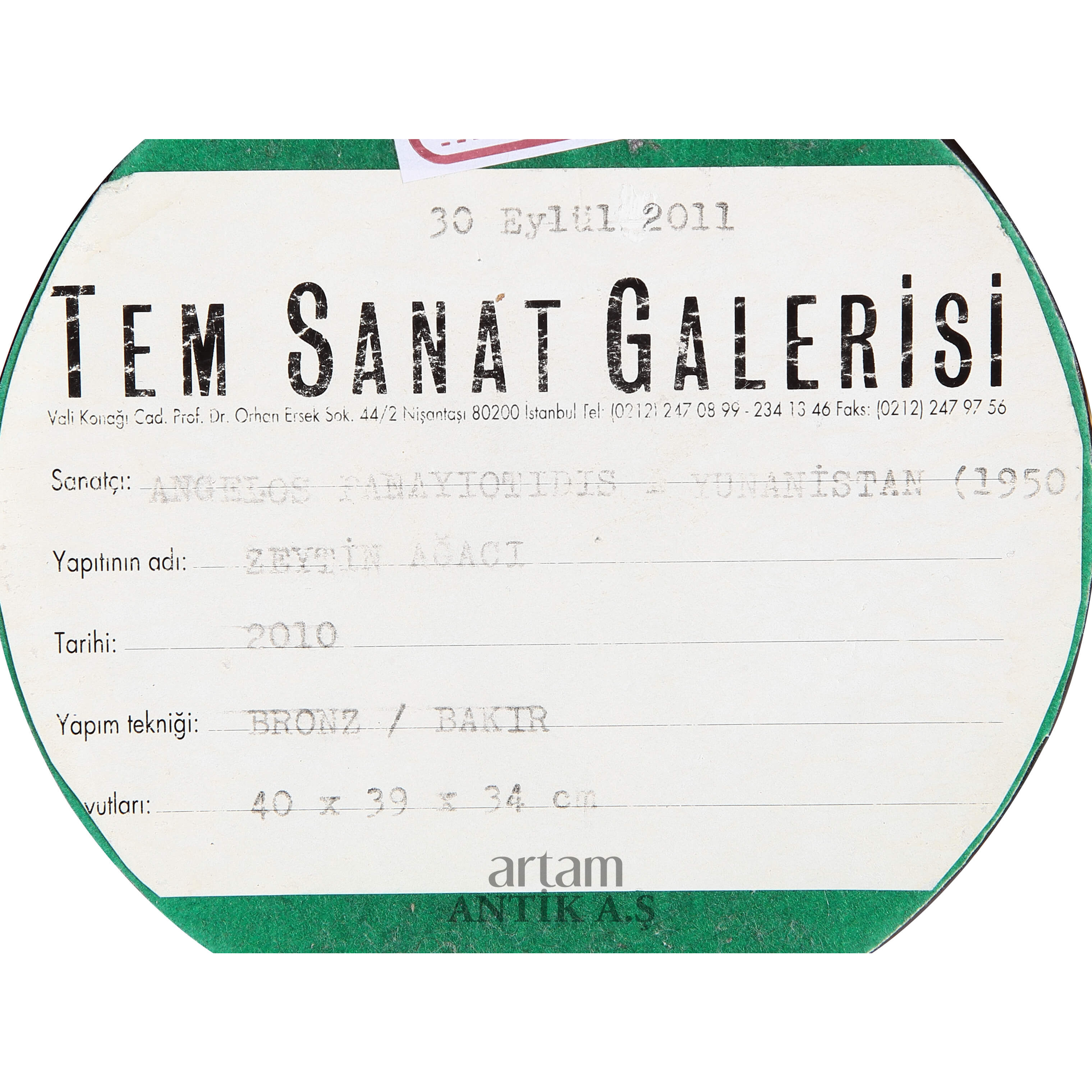 Angelos Panayiotidis (1950) "Zeytin Ağacı" - Artam Antik A.Ş. Müzayede