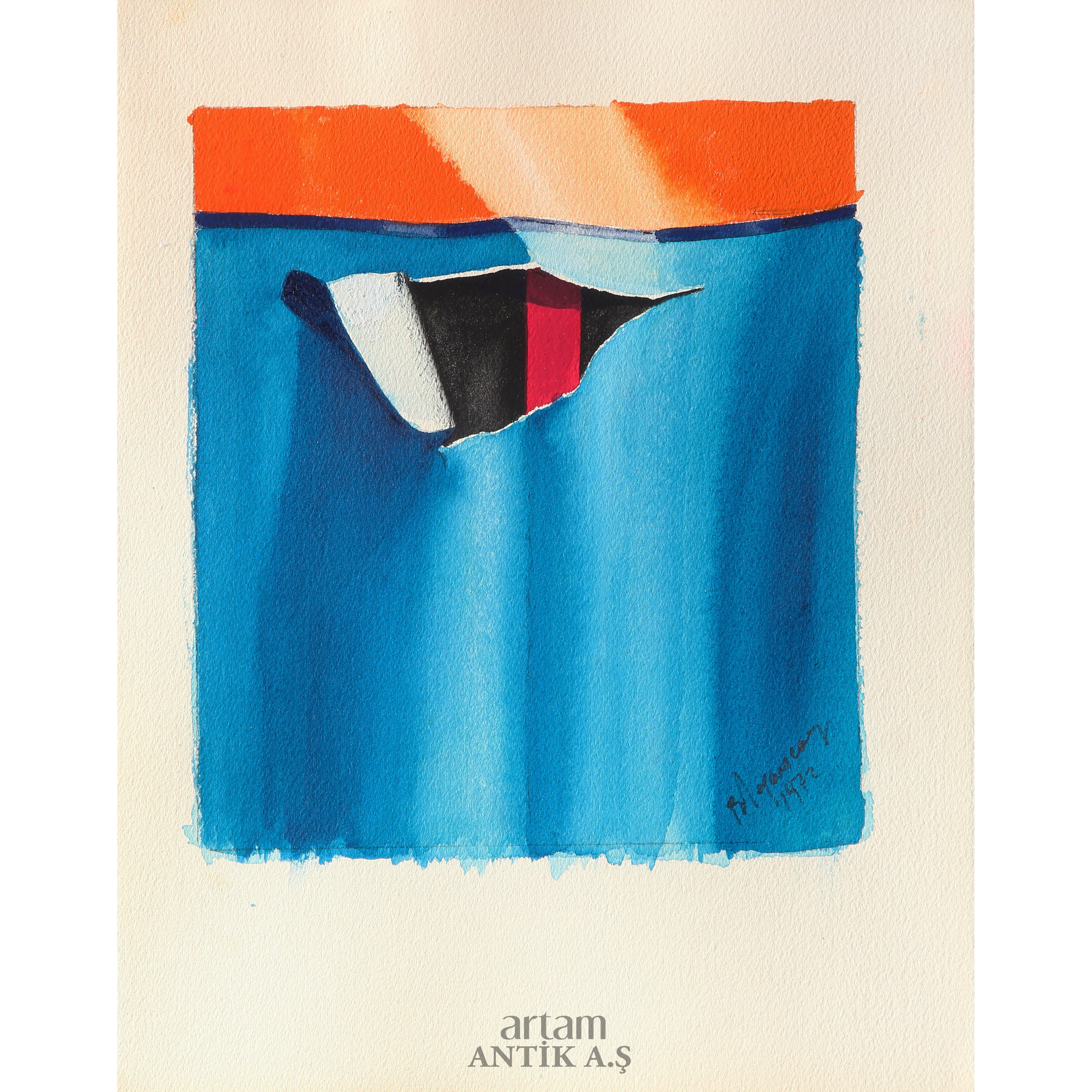 Burhan Doğançay (1929-2013) "The Red Line" - Artam Antik A.Ş. Müzayede
