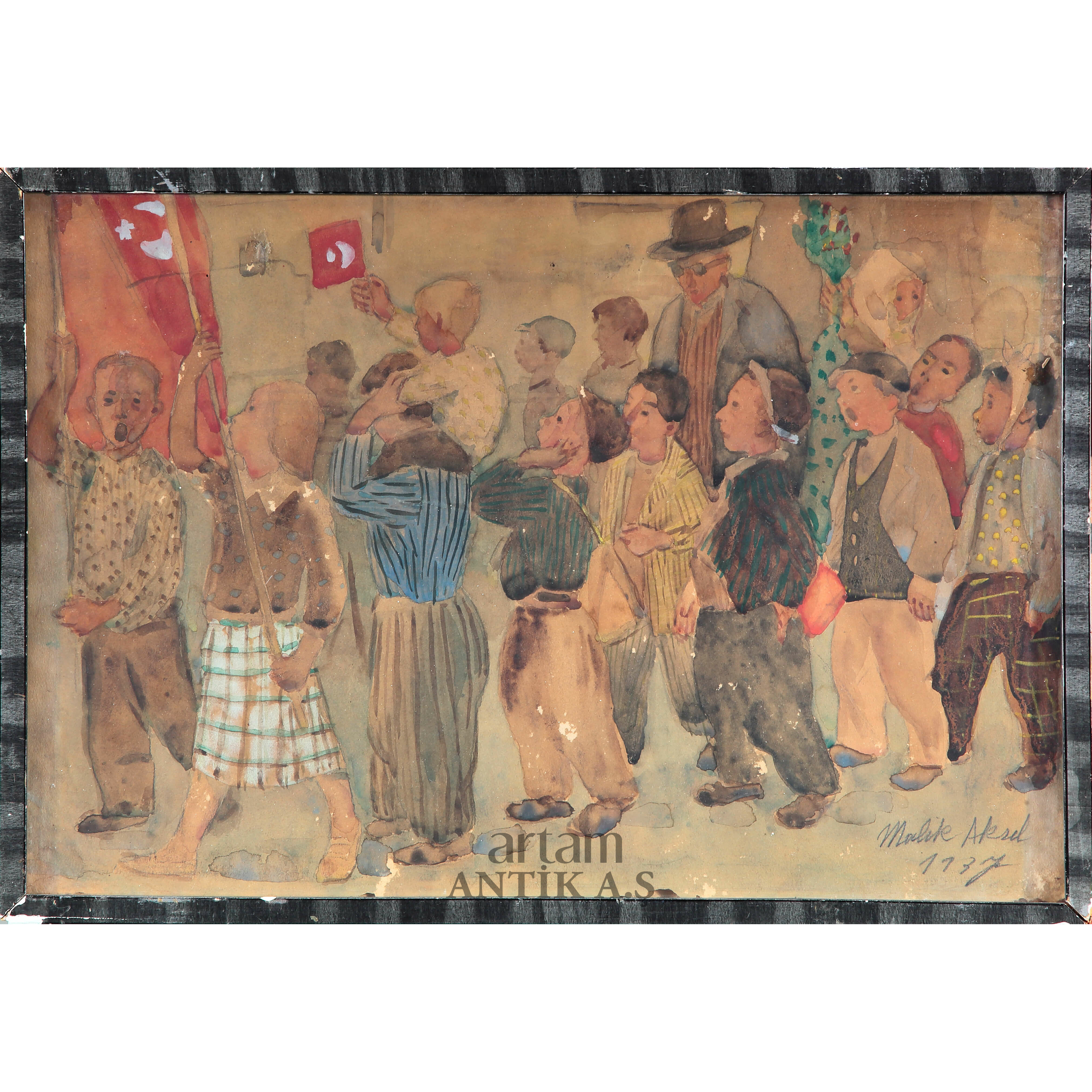 Malik Aksel (1901-1987) Figüratif Kompozisyon - Artam Antik A.Ş. Müzayede