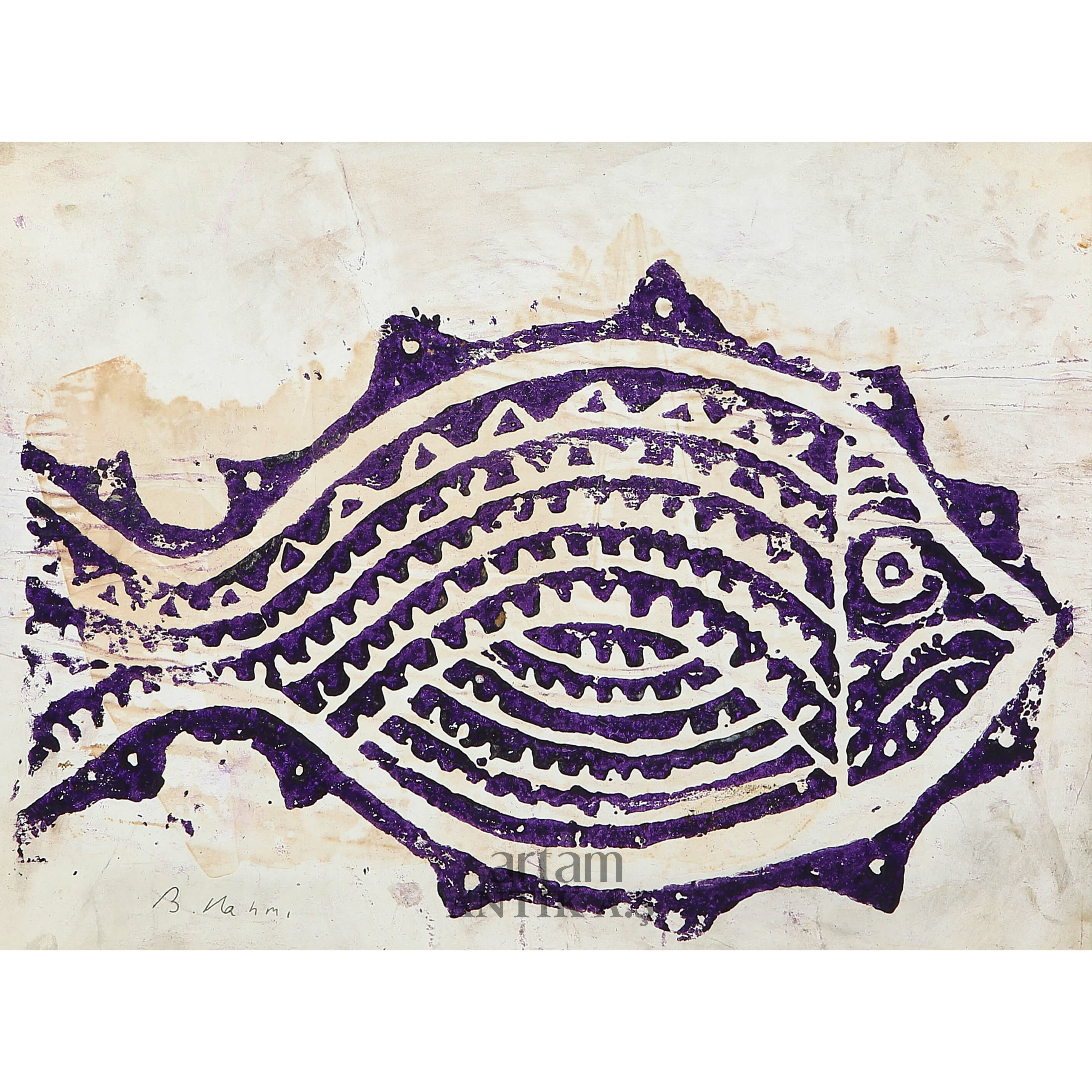 Bedri Rahmi Eyüboğlu (1911-1975) "Balık" - Artam Antik A.Ş. Müzayede