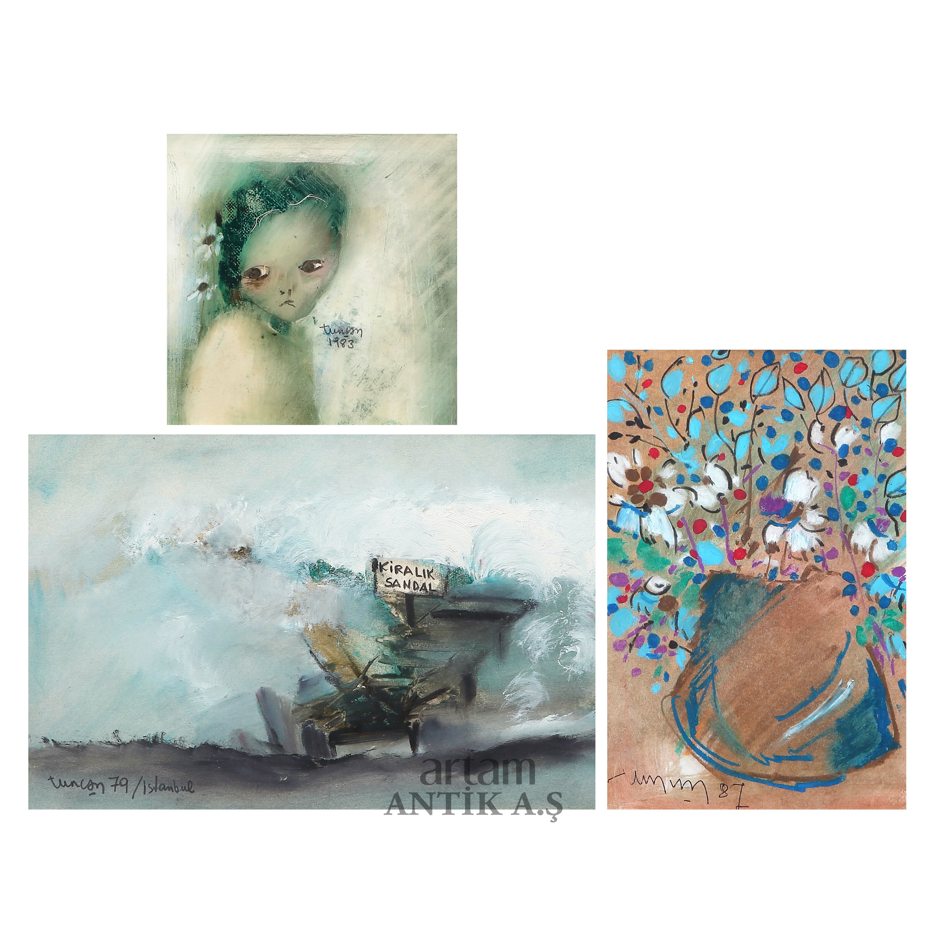 Tuncay Betil (1938-1988) Üç Adet - Artam Antik A.Ş. Müzayede