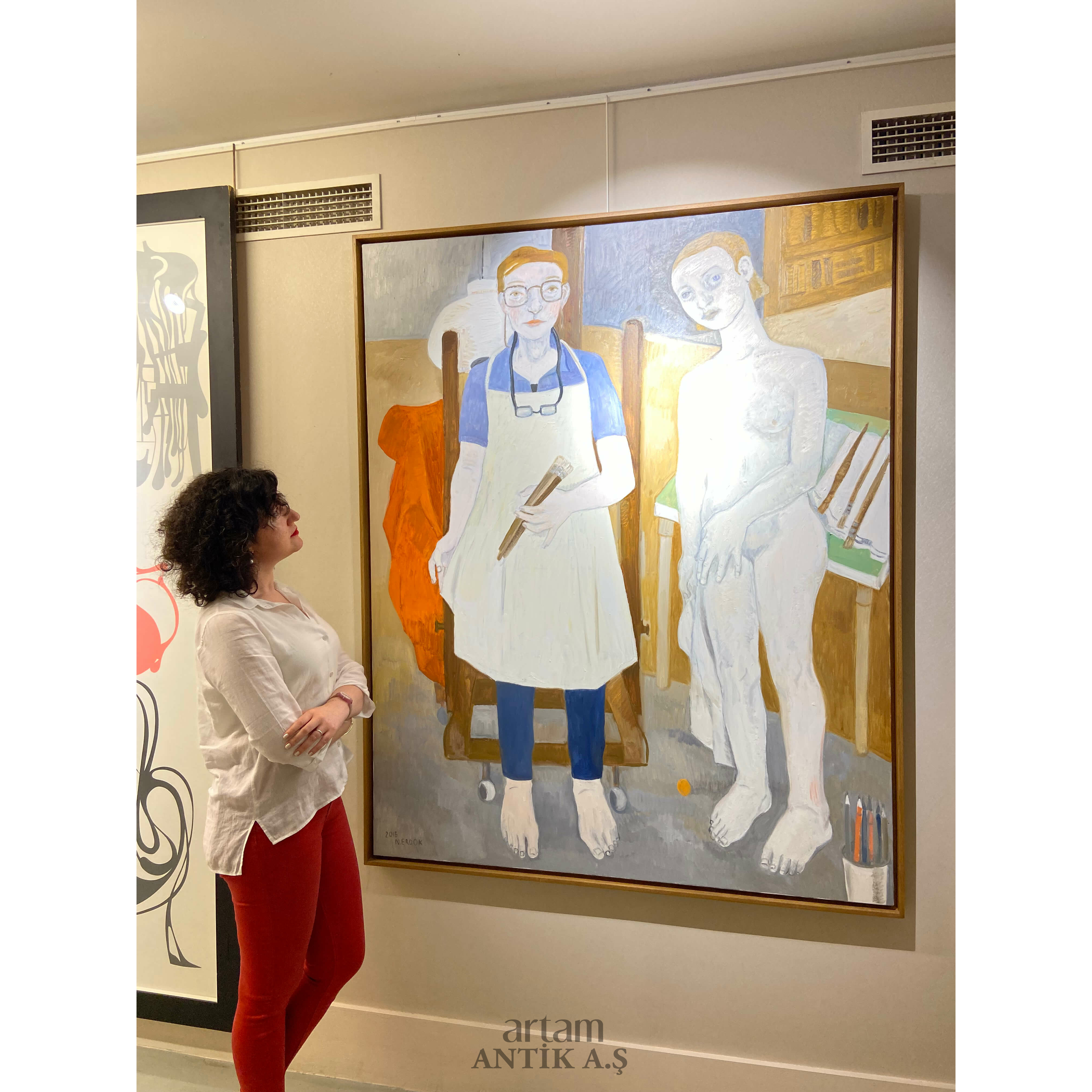 Neş'e Erdok (1940) "Ressam ve Modeli" - Artam Antik A.Ş. Müzayede
