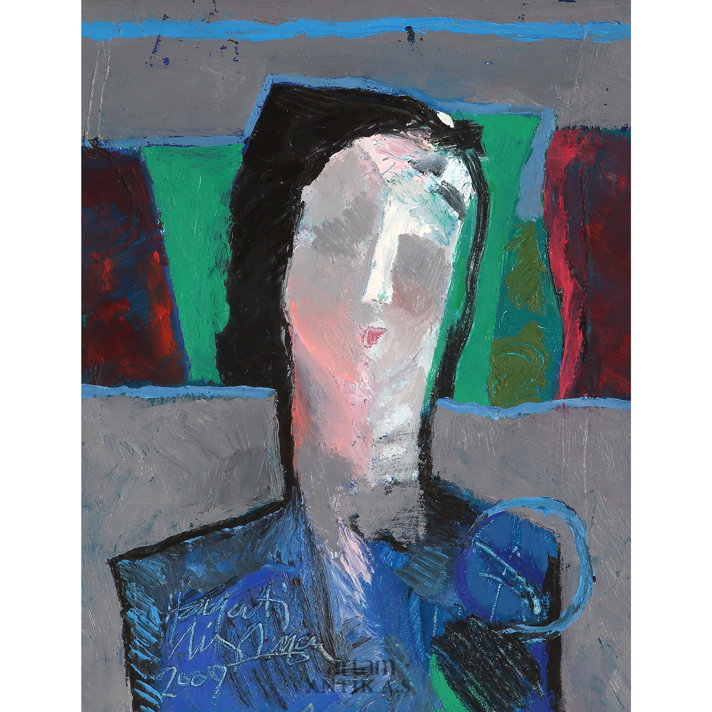 Hayati Misman (1945) Portre - Artam Antik A.Ş. Müzayede