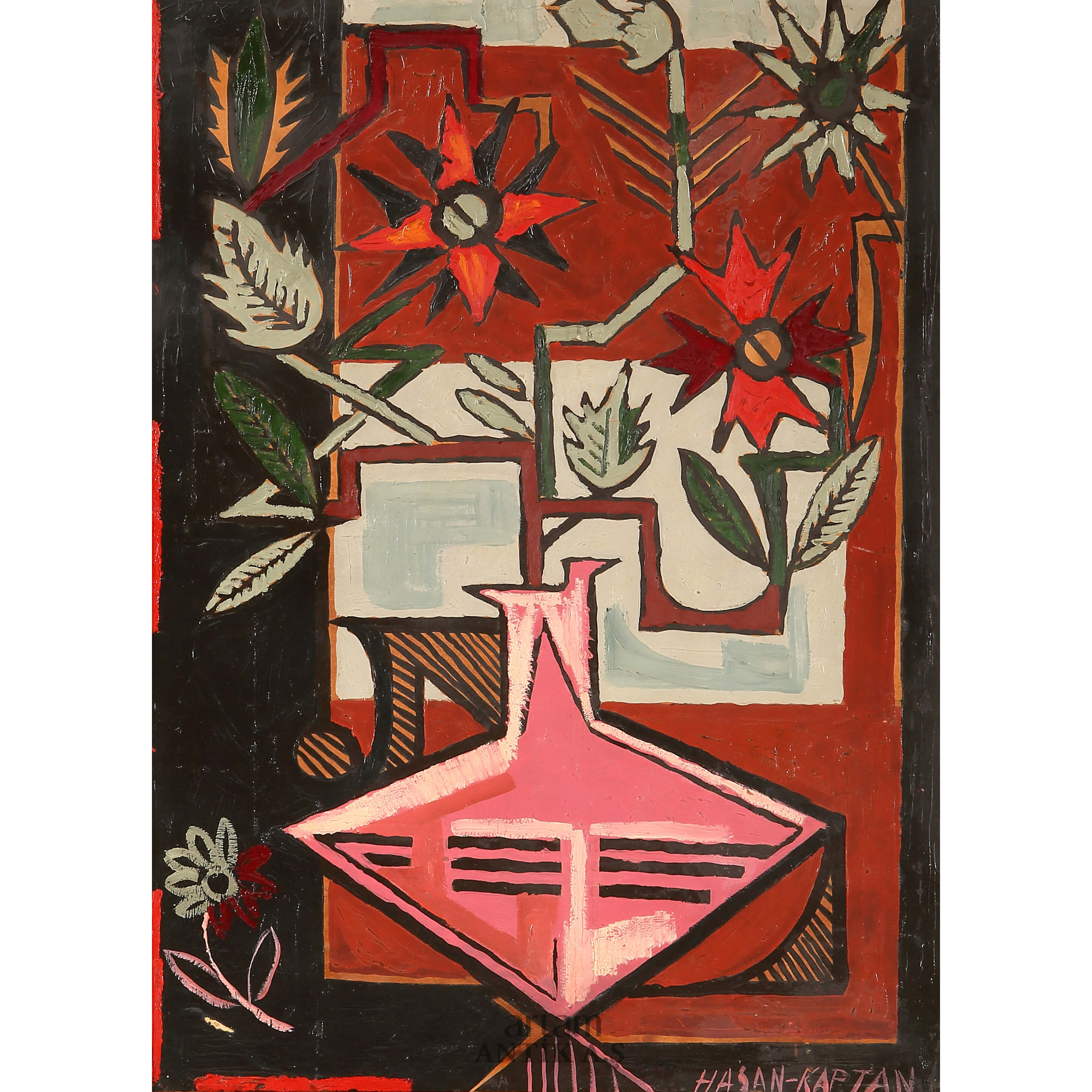 Hasan Kaptan (1942) "Vazoda Çiçekler" - Artam Antik A.Ş. Müzayede